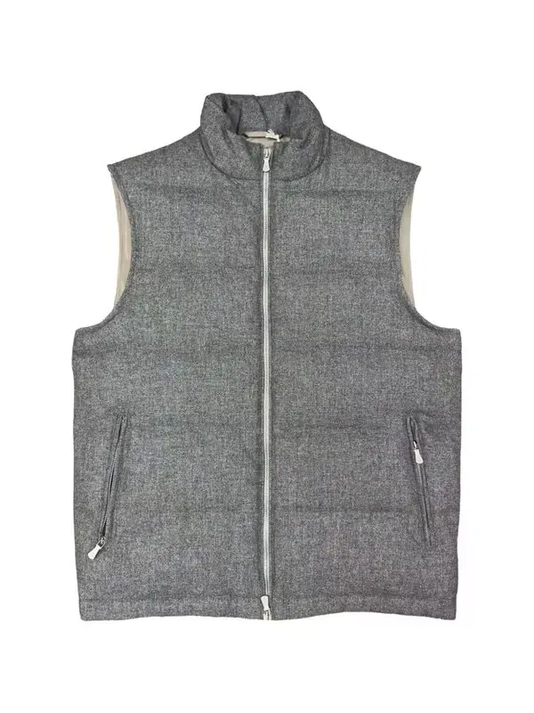Eleventy Quilted Wool Vest - Grey