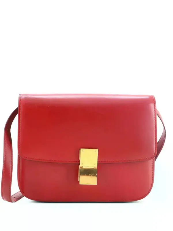 Celine Classic Box Bag Smooth Leather Medium Crossbody Bag - Red