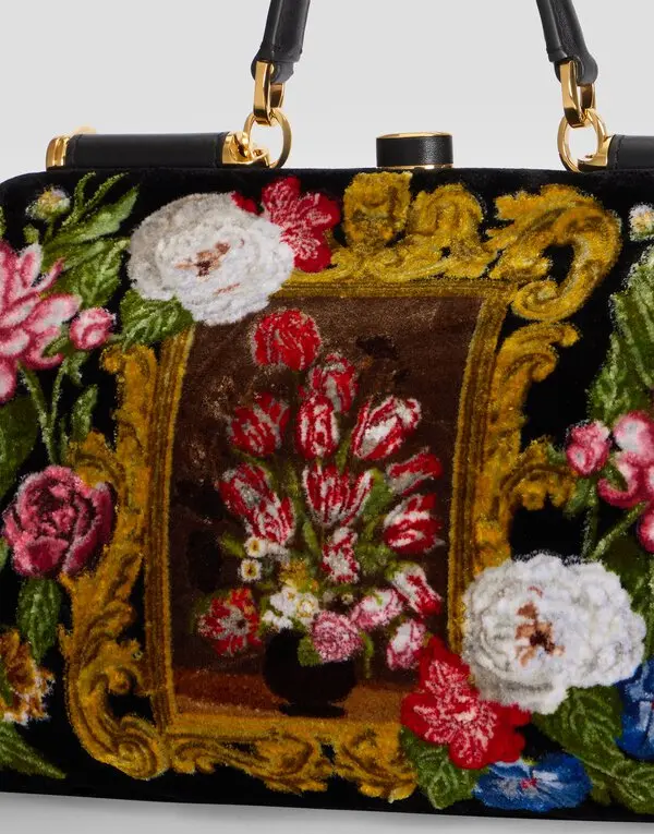 Dolce & Gabbana Large Grandma Handbag In Velvet Stitch Embroidery