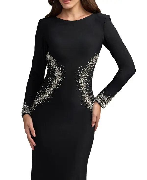 Mac Duggal Long Sleeve Embellished Jersey Gown