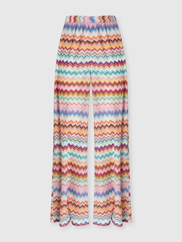 Missoni Beach Cover-up Pants In Lamé Viscose With Pixel-effect Zigzag Pattern