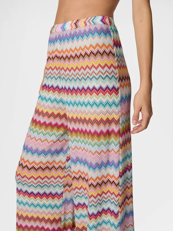 Missoni Beach Cover-up Pants In Lamé Viscose With Pixel-effect Zigzag Pattern
