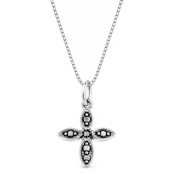 UNALOE Floral Cross Pendant Necklace – Sterling