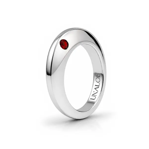 UNALOE Red Quartz Band Ring – Sterling Silver