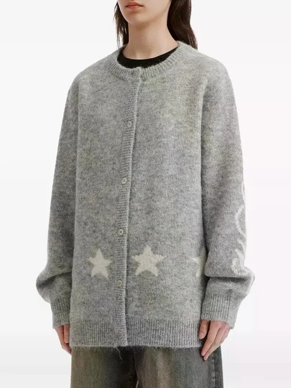 MINI CREAM Star-intarsia Cardigan