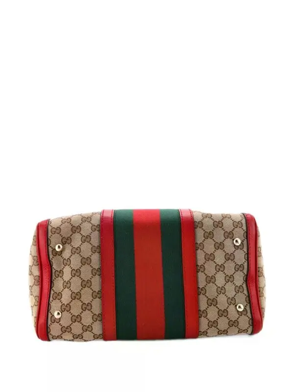 Gucci Vintage Web Boston Bag Gg Canvas Medium Satchel