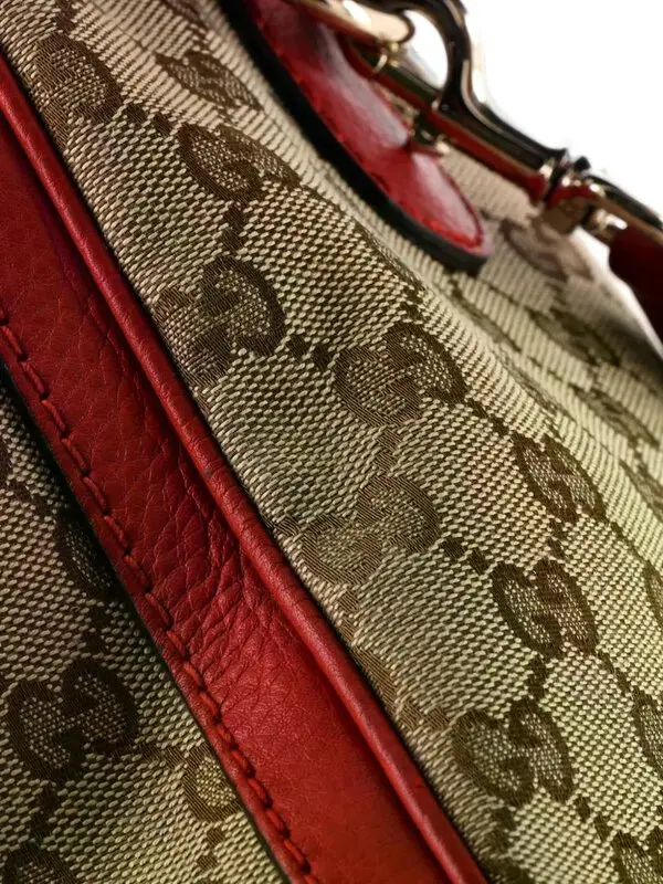 Gucci Vintage Web Boston Bag Gg Canvas Medium Satchel