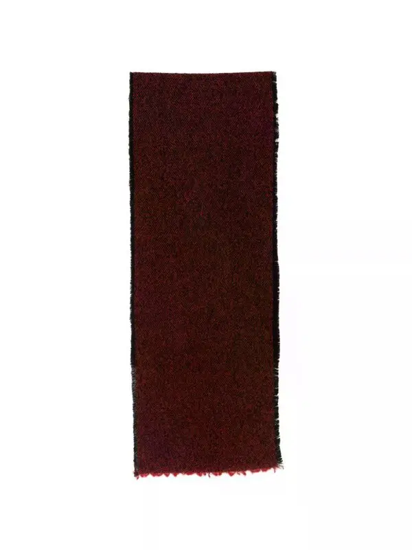 Faliero Sarti Resky Herringbone-pattern Frayed-edge Scarf - Red