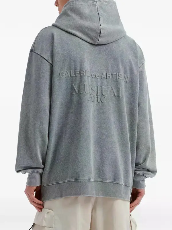 MUSIUM DIV. Acid-wash Logo-embossed Hoodie
