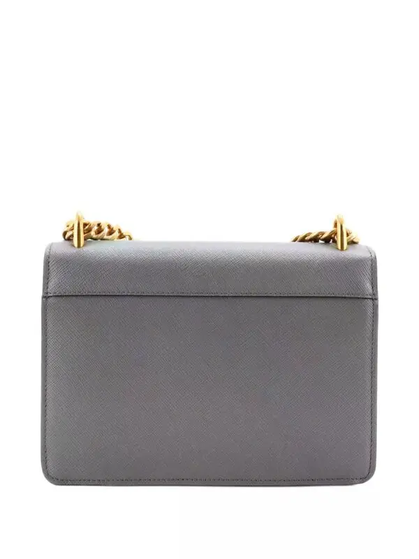 Prada Chain Flap Bag Saffiano Leather Small Crossbody Bag - Grey