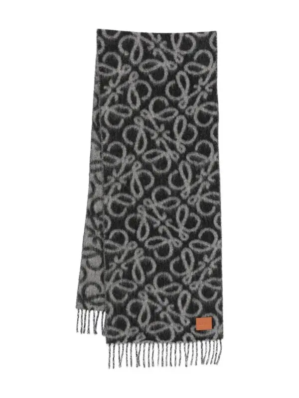 Loewe Anagram Wool Scarf - Black