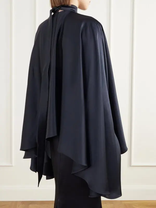TALLER MARMO Brooks One-shoulder Scarf-detailed Satin Blouse