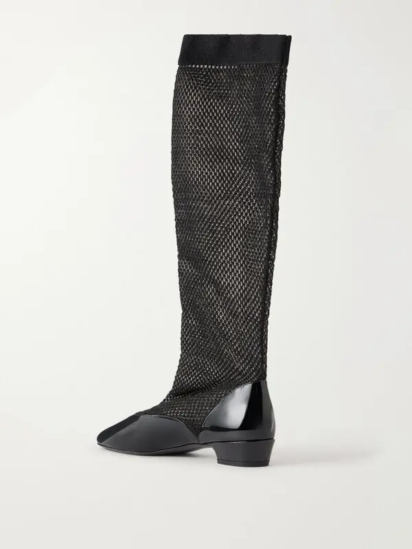 HERBERT LEVINE All That Jazz 25 Mesh-trimmed Patent Leather Boots