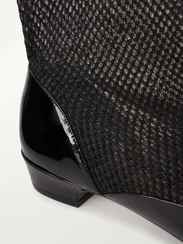 HERBERT LEVINE All That Jazz 25 Mesh-trimmed Patent Leather Boots