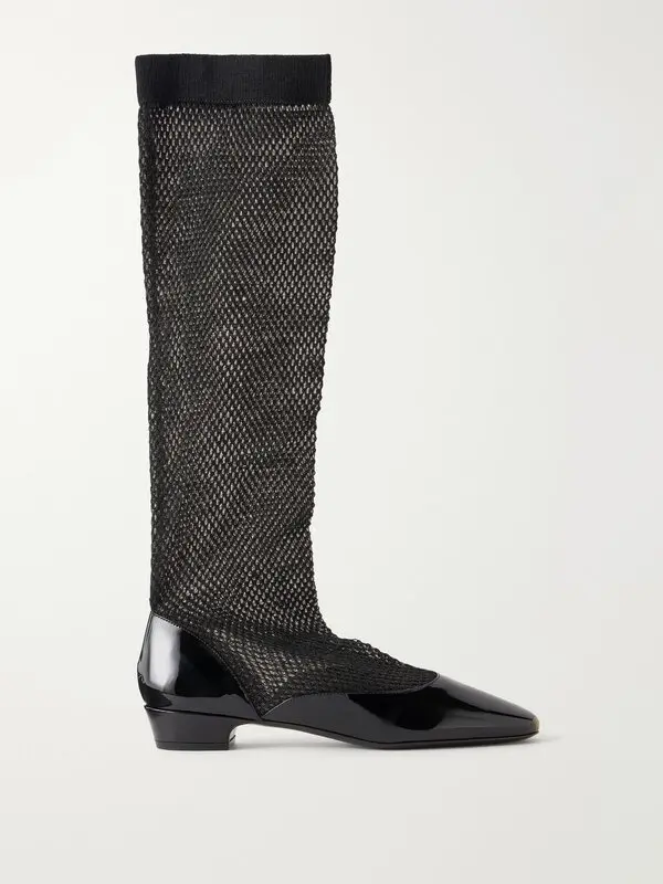 HERBERT LEVINE All That Jazz 25 Mesh-trimmed Patent Leather Boots - Black