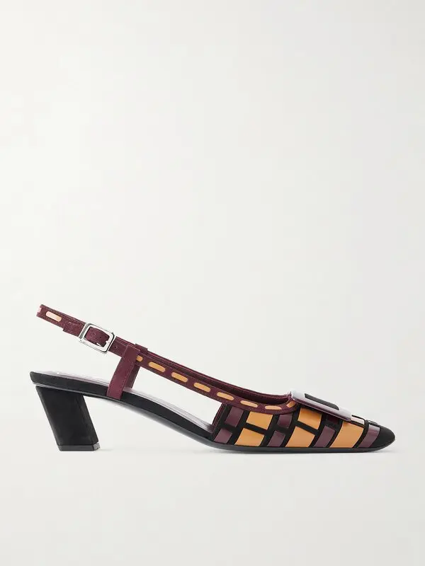 ROGER VIVIER Belle Vivier 45 Woven Leather Slingback Pumps - Multi
