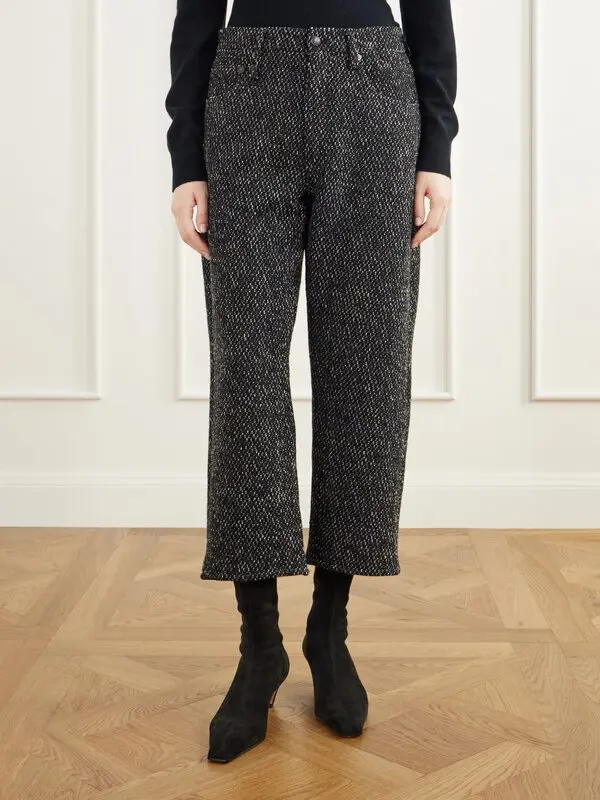 R13 X-bf Cropped Wool-blend Tweed Wide-leg Pants