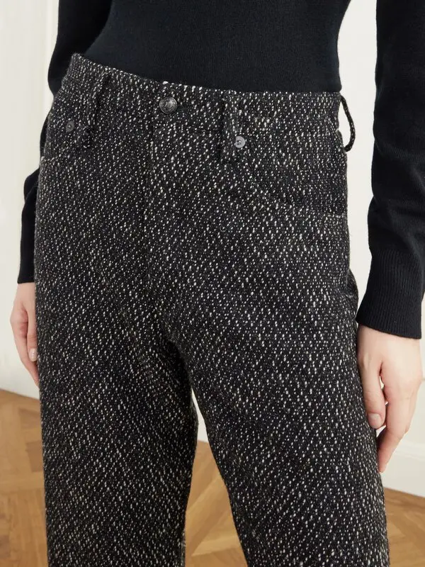 R13 X-bf Cropped Wool-blend Tweed Wide-leg Pants