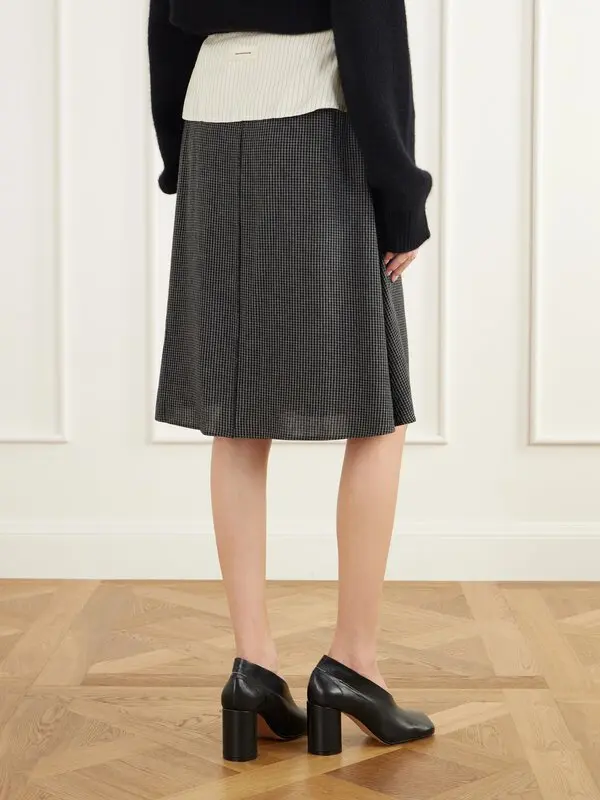 MFPEN Committee Pinstriped Checked Seersucker Midi Skirt
