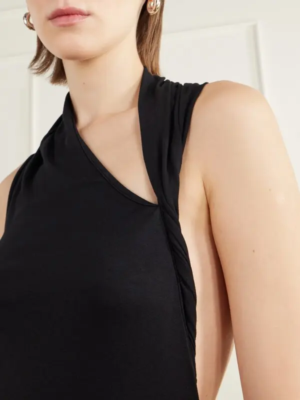 AARON ESH Asymmetric Twisted Stretch-jersey Midi Dress