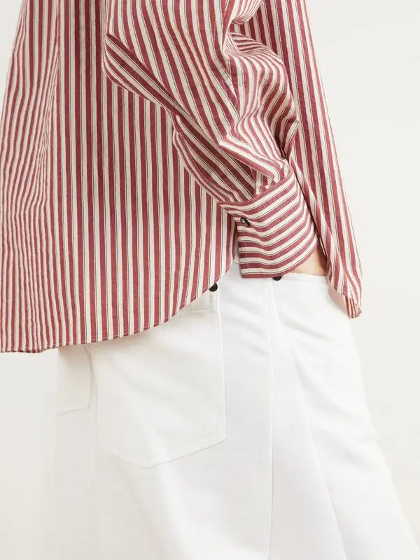 Brunello Cucinelli Bead-embellished Striped Cotton-blend Poplin Shirt