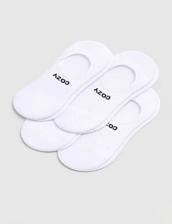 Cozy Earth Essential No Show Socks 4-pack - White