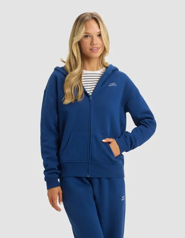 Cozy Earth Cityscape Full-zip Hoodie - Pacific