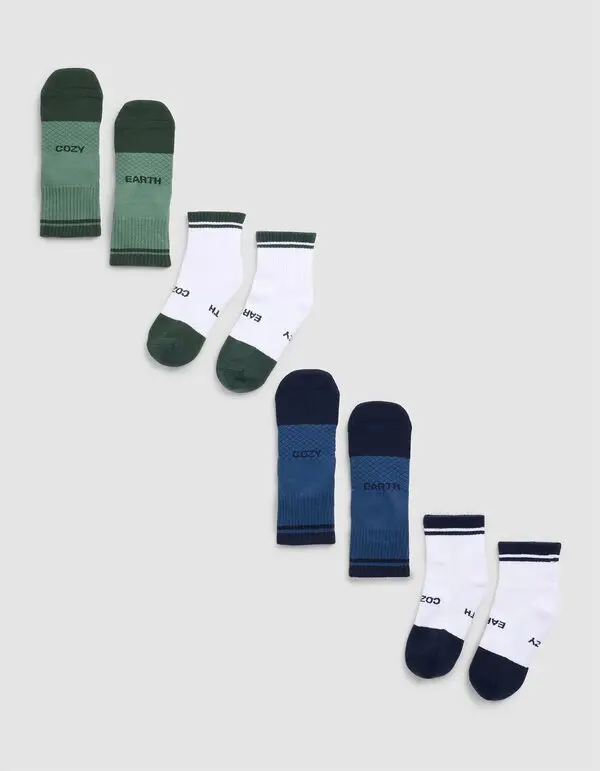 Cozy Earth Essential Quarter Socks 4-pack - Spruce/eclipse