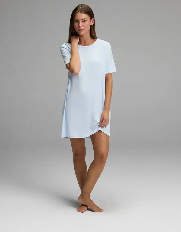 Cozy Earth Bamboo Rib-knit Boyfriend Sleep Dress - Frost