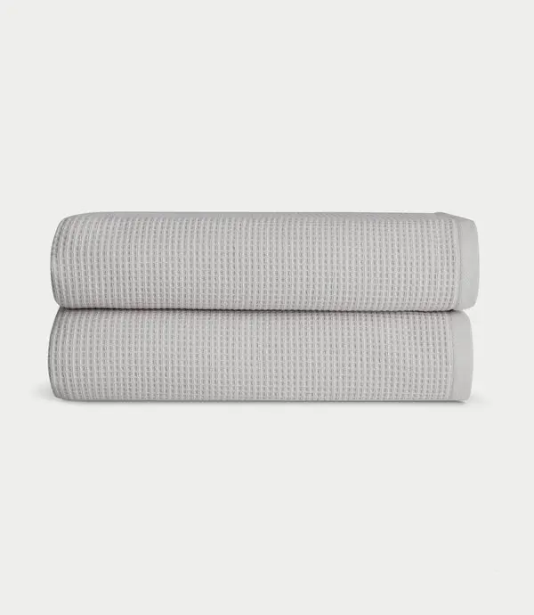 Cozy Earth Waffle Bath Towels - Light Grey