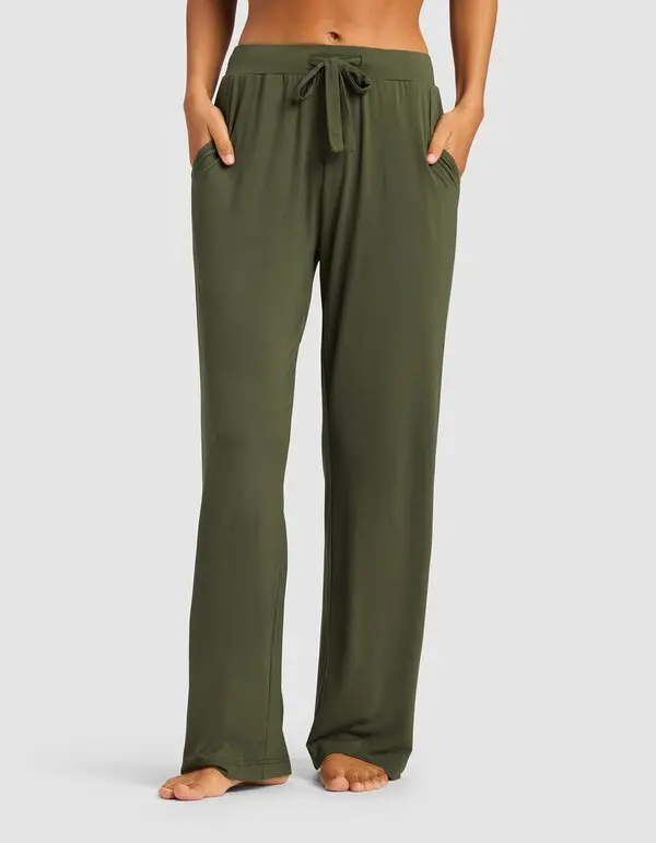 Cozy Earth Bamboo Stretch-knit Pants - Eclipse Mini Stripe