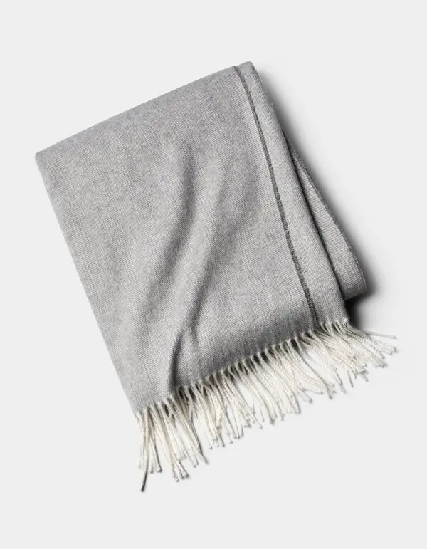 Cozy Earth Bamboo Herringbone Tassel Throw - Cloud