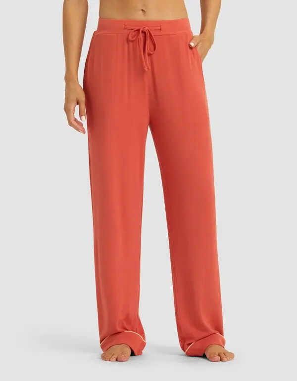 Cozy Earth Bamboo Rib-knit Classic Pajama Pants - Sunset