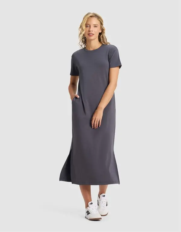 Cozy Earth Brushed Bamboo Midi Dress - Graphite