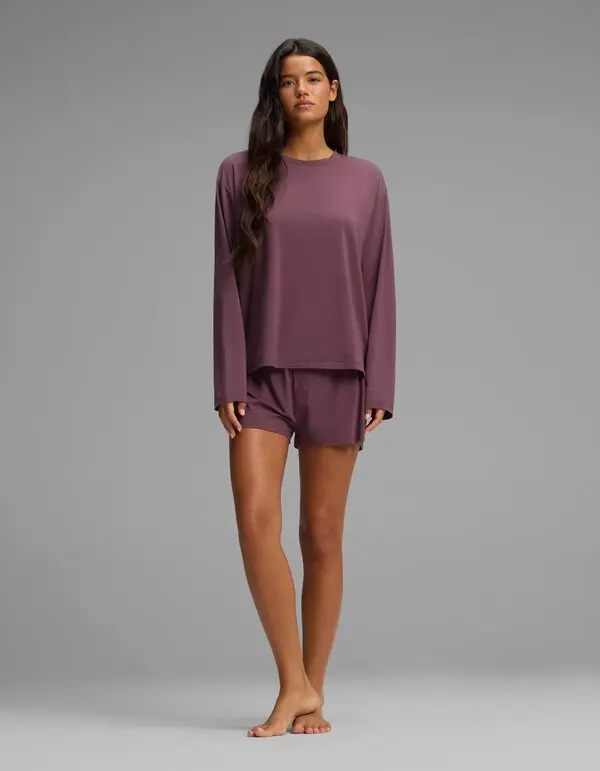Cozy Earth First Layer Long Sleeve Sleep T-shirt & Boxer Shorts Set - Fig