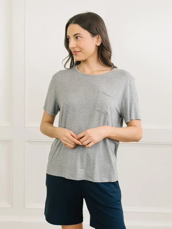 Cozy Earth Bamboo Stretch-knit Lounge T-shirt - Grey