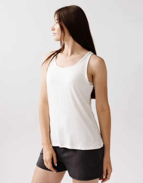 Cozy Earth Bamboo Stretch-knit Lounge Tank Top - Ivory