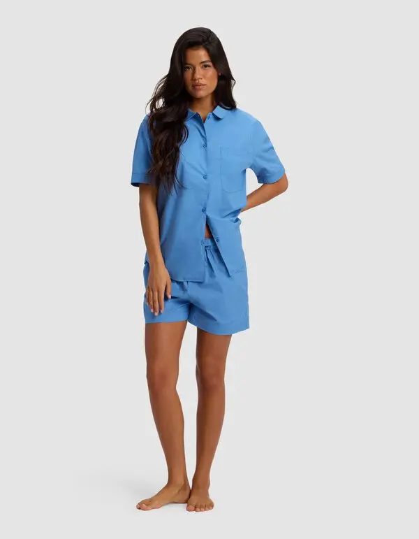 Cozy Earth Sutton Short Sleeve Shirt Pajama Set - Saddle