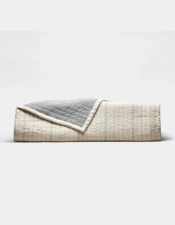 Cozy Earth Baja Matelasse Coverlet - Alabaster/oceanside
