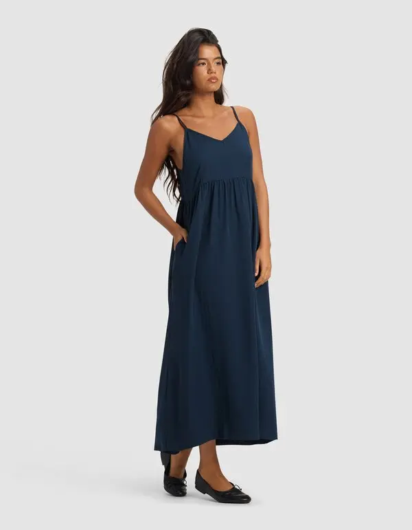 Cozy Earth Sunset Gathered Dress - Eclipse