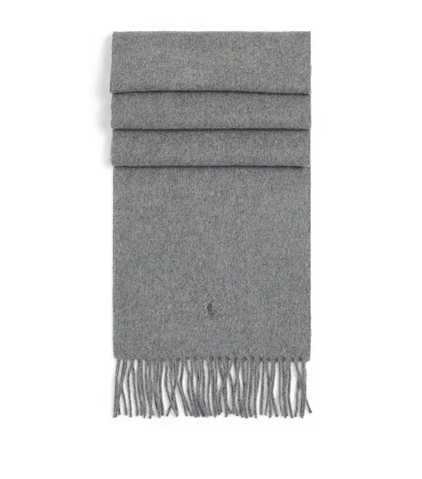 Polo Ralph Lauren Cashmere Fringe Scarf - Grey