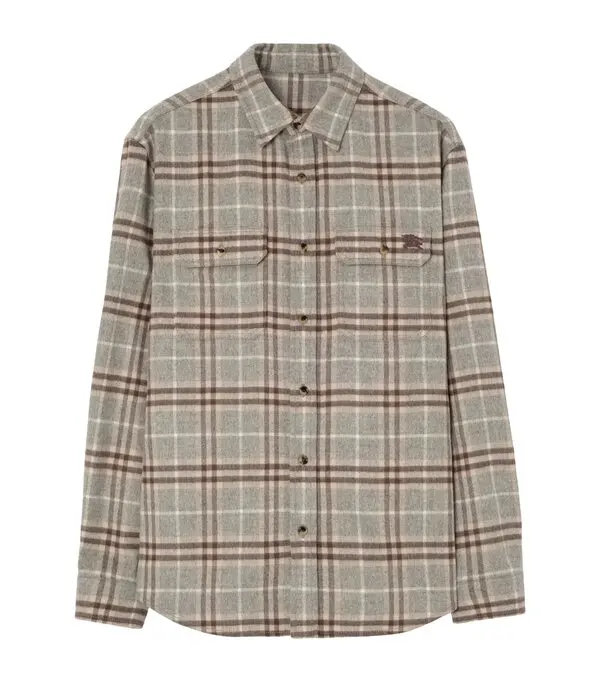 Burberry Wool Check Flannel Shirt - Grey