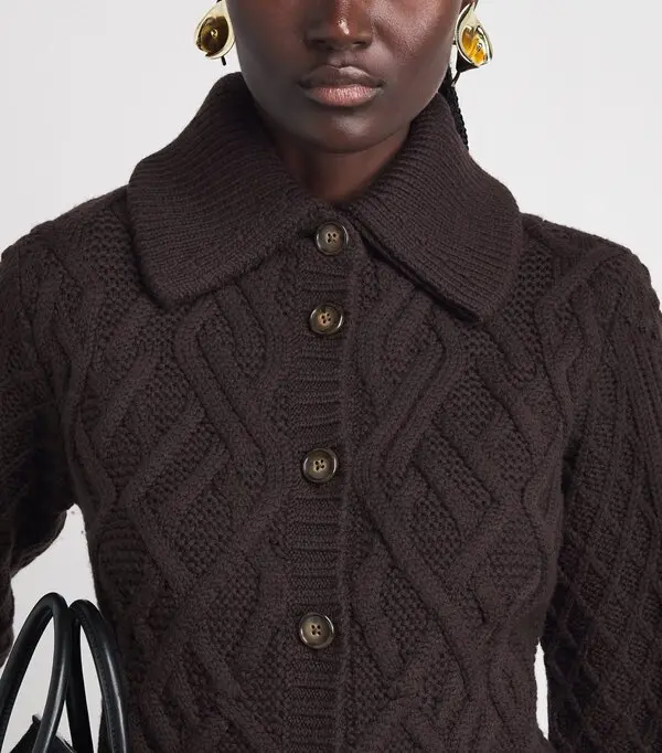 EMILIA WICKSTEAD Wool Cable-knit Barney Cardigan