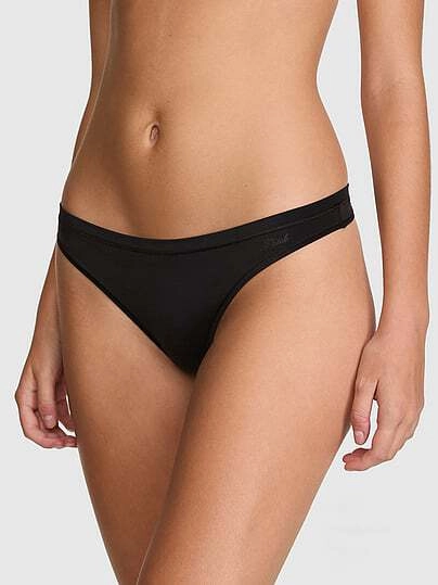 Pink Marshmallow Thong Panty - Black