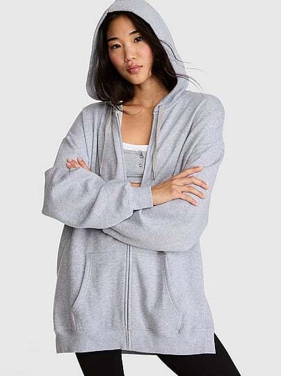 Pink Campus Fleece™ Full-zip Hoodie - Grey