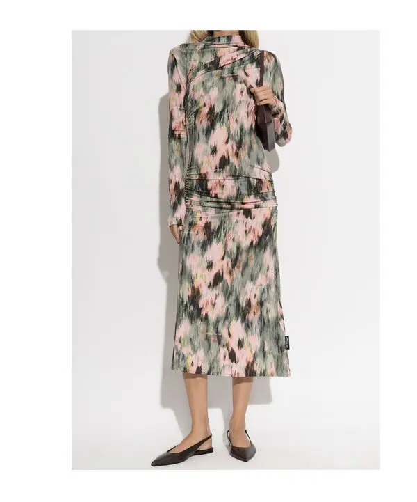 Off-White All-over Floral Printed Long-sleeved Dress