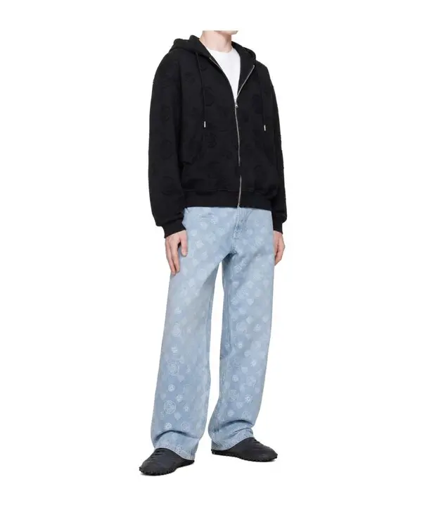 Casablanca Printed Wide Leg Jeans