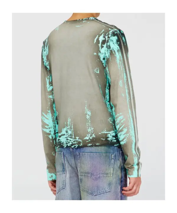 DIESEL® Grandad T-shirt In Cracked Leather-effect Jersey