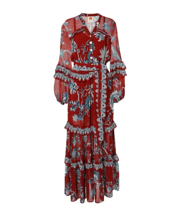 Farm Rio Long Sleeve Dress - Red
