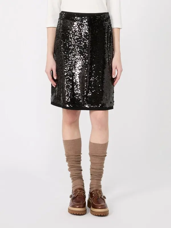 Max Mara Short Jersey And Sequin Skirt